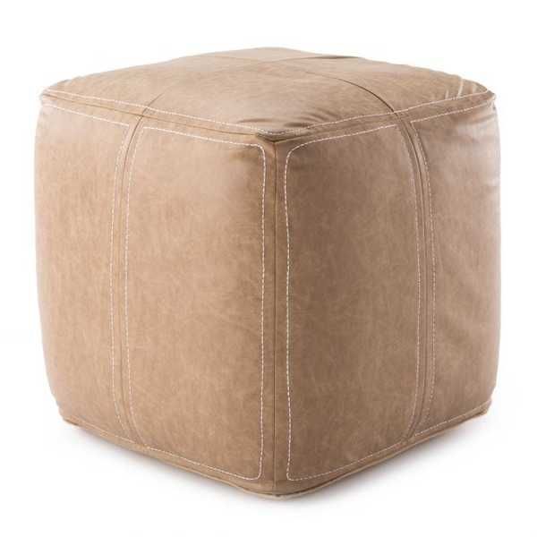 Suave Solid Taupe Cube Pouf by Nikki Chu | Scout & Nimble
