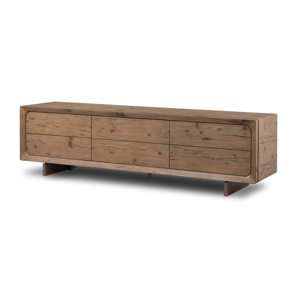 Henry Rustic Grey Oak Veneer Media Console | Scout & Nimble