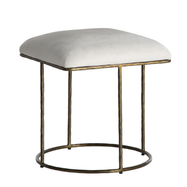 Lucas Natural Ivory Hide Leather Stool | Scout & Nimble