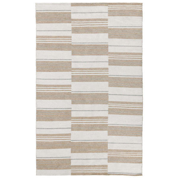 Boulder 5x8 Indoor Outdoor Handwoven Stripe Ivory Area Rug