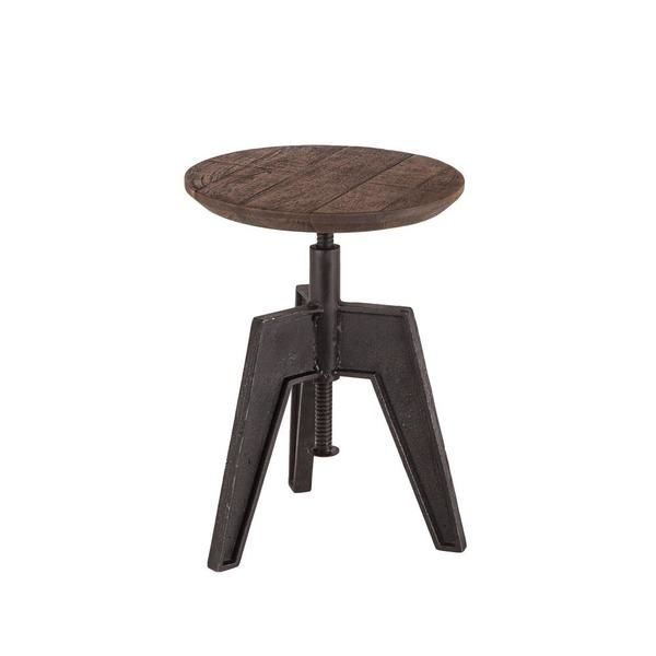 Dakota Adjustable Mango Wood Stool With Cast Iron Base