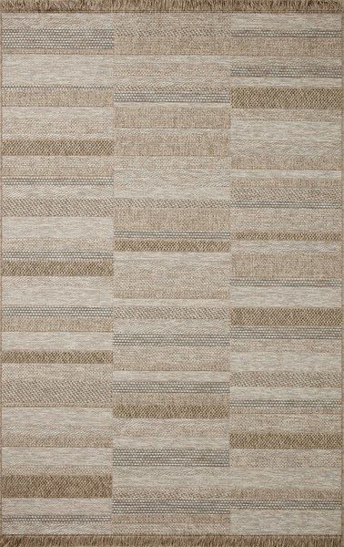 Dawn Organic Modern Natural Offset-Striped Fringe 7'8" x 7'8" Round Rug